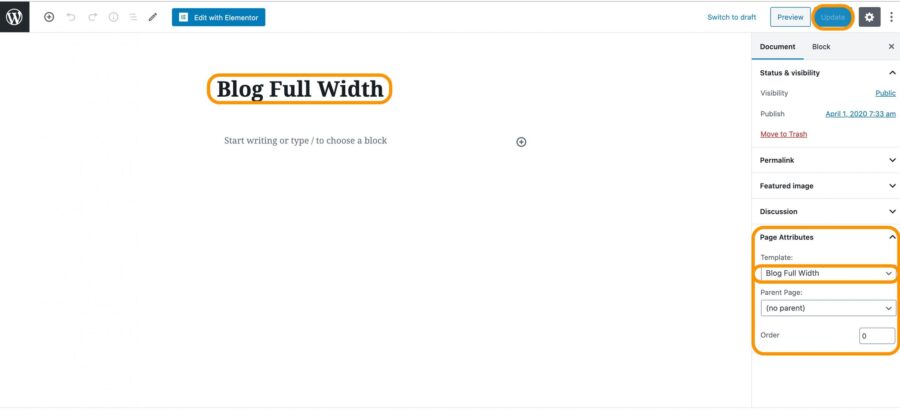 Set up Blog page - Nordic WP theme