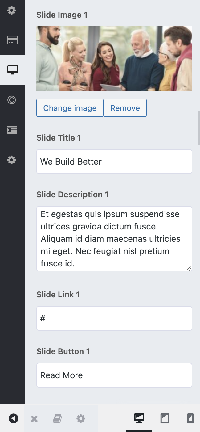 Edit slider and text on homepage - Nordic WP theme